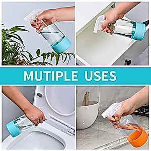 Homyfux Empty Clear Glass Spray Bottles with Silicone Sleeve Protection - Refillable 17oz Containers for Cleaning Solutions, Essential Oils, Misting Plants - Quality Sprayer - 3 Pack