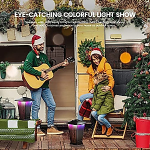 80W Outdoor Bluetooth Speaker Waterproof, True Wireless Stereo Sound with Punchy Bass, Multi-Connect up to 100 Speakers, 4 Adjustable Modes Beat-Driven Lights, Party/Patio/Pool Side/Beach, 2 Pack