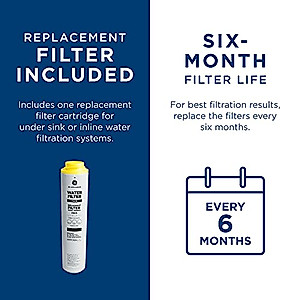 GE FQK1K Under Sink Water Filter | Replacement for Water Filtration System | Easy Install | Reduces Sediment, Rust & Other Impurities from Water | Replace Every 6 Months for Best Results | 1 Filter