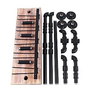 36"Wall Mounted Wine Rack with Shelf &Bottle Glass Holder,Hanging Industrial Pipe Shelves Floating Bar Shelves Rustic Wood Wine Shelf Wall Shelf Storage Unit Shelving Farmhouse Wine Glass Rack