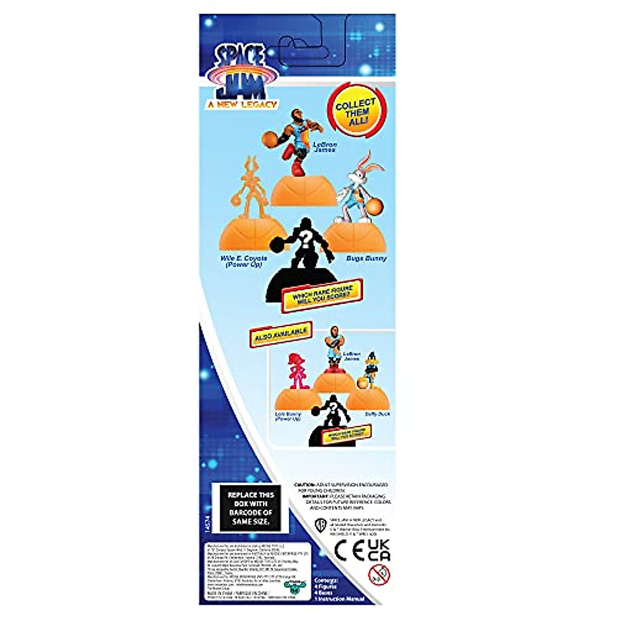 Moose Toys Space Jam: A New Legacy - 4 Pack - 2'' Lebron, Bugs Bunny, Wile E. Coyote, & 1 Mystery Figure - Bench, Multicolor, 14574