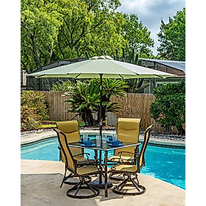 Pebble Lane Living QD01-LIME Patio Umbrella, Bronze Aluminum Frame with Hand Crank & Push Tilt Action, Vented Top, UV & Water Resistant, Lime Green, 9' Diameter