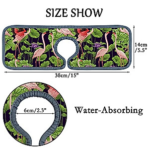 Kitchen Faucet Absorbent Mat 3 Pieces Flamingo And Tropical Plants Faucet Sink Splash Guard Bathroom Counter and RV,Faucet Counter Sink Water Stains Preventer