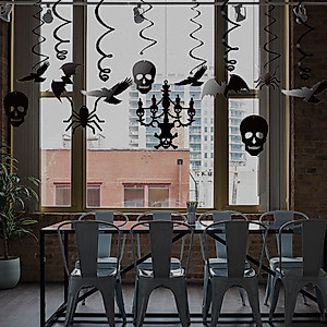 KUUQA Halloween Hanging Decorations Ceiling Decoration of Chandelier Bat Crow Spider Skull for Haunted House Decoration, Set of 20