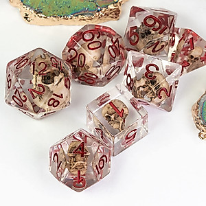 UDIXI Skull DND Dice Set, Resin D and D Dice Set Skull Dice Set D&D for RPG Dungeons and Dragons MTG and Other Tabletop Games