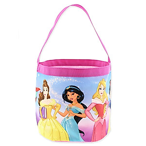 Disney Princess Girls Collapsible Nylon Gift Basket Bucket Tote Bag (One Size, Pink)