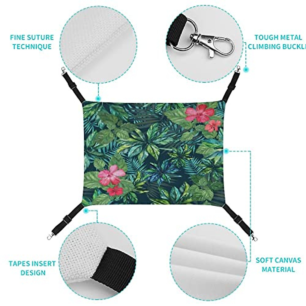 Summer Leaves and Flowers Pet Hammock Bed Guinea Pig Cage Hammock Small Animal Hanging Bed for Ferret, Chinchilla, Puppy and Other Small Animals