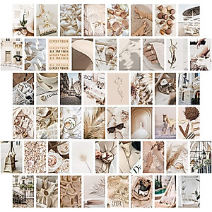 Neutral Wall Collage Kit Aesthetic Pictures, Aesthetic Room Decor, Bedroom Decor for Teen Girls, Wall Collage Kit, VSCO Room Decor, Photo Wall, Aesthetic Posters, Collage Kit (50 Set 4x6 inch)