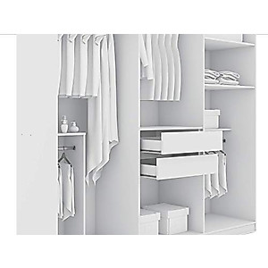 Manhattan Comfort Gramercy Contemporary Modern Freestanding Wardrobe Armoire Closet, 82.48", White