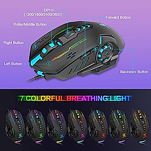 Gaming Keyboard and Mouse,Headphones,Mouse pad，All in One Combo for PC Gamers and Xbox and PS4 Users