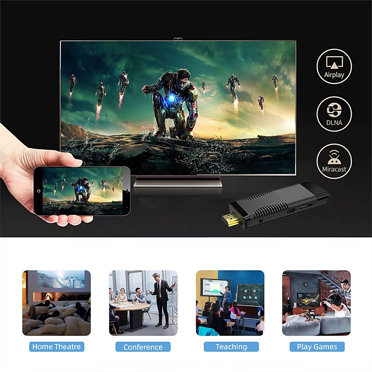 Smart TV Stick S96 Stick Android TV Box AllWinner H313 2.4G/5G WiFi Android 10.0 Top Box Bluetooth Voice Remote Control fire Stick tv 4k (2GB+16GB)