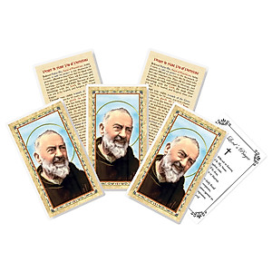 Father Pio Prayer Card - The Lord's Prayer - 5 Laminated Double Sided Padre Pio Holy Card for Daily Prayers - Padre Pio Healing Prayer Card, Patron Saint of Stress Relief Themed Set, 6 Items