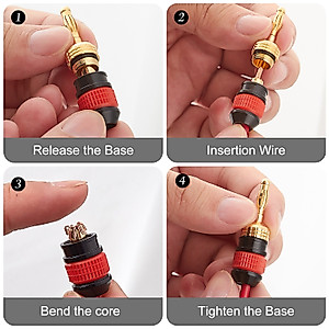 WGGE WG-008 24K Gold Safety Speaker Connector Banana Plugs for Speaker Wire, Wall Plate, Home Theater, Audio/Video Receiver, and Sound Systems ((12 Pairs (24 Plugs)))