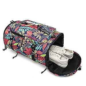 Floral Gym Duffle Bag Backpack 4 ways for Women Waterproof with Shoes Compartment for travel Sport Hiking laptop Lightweight, Kalesi XL