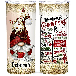 MDPrints Christmas Gnome Tumbler, 20oz Stainless Steel Gnome Coffee Mug, Gift for Coffee Lovers
