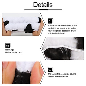 WHAVEL 3PCS Cute Spa Headband Cow Ears Headband with Face Wash Wristband Set and Wrist Bands