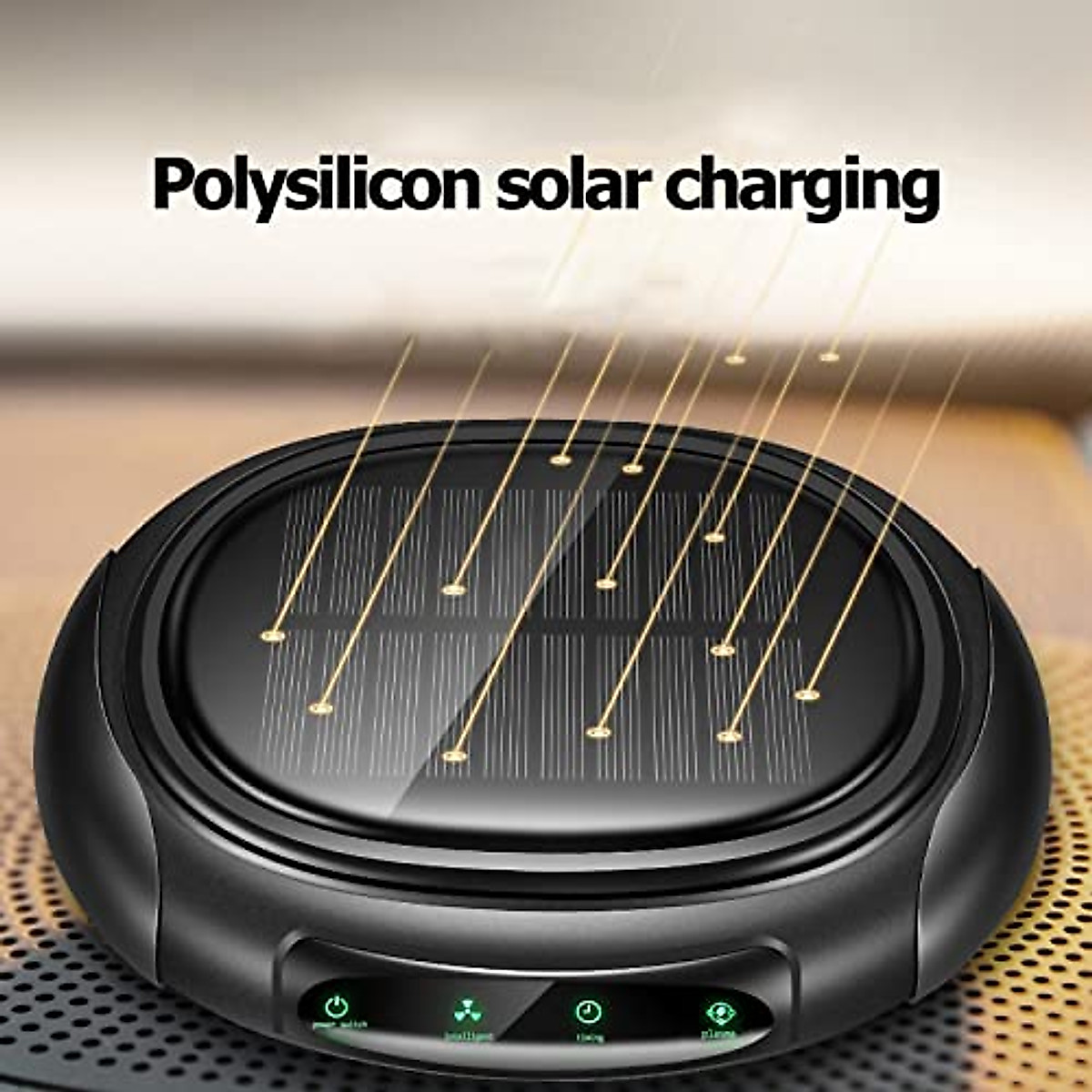 Portable Air Purifier, Car Air Purifier Ionizer with Negative Ions for Smokers Quiet Ionic Air Cleaner for Car Small Room Solar panels and USB Dual Charging