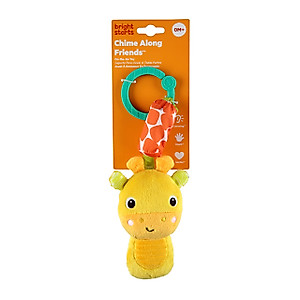 Bright Starts Giraffe Chime Along Friends Plush Take-Along Stroller or Carrier Toy, Ages 0 Month+
