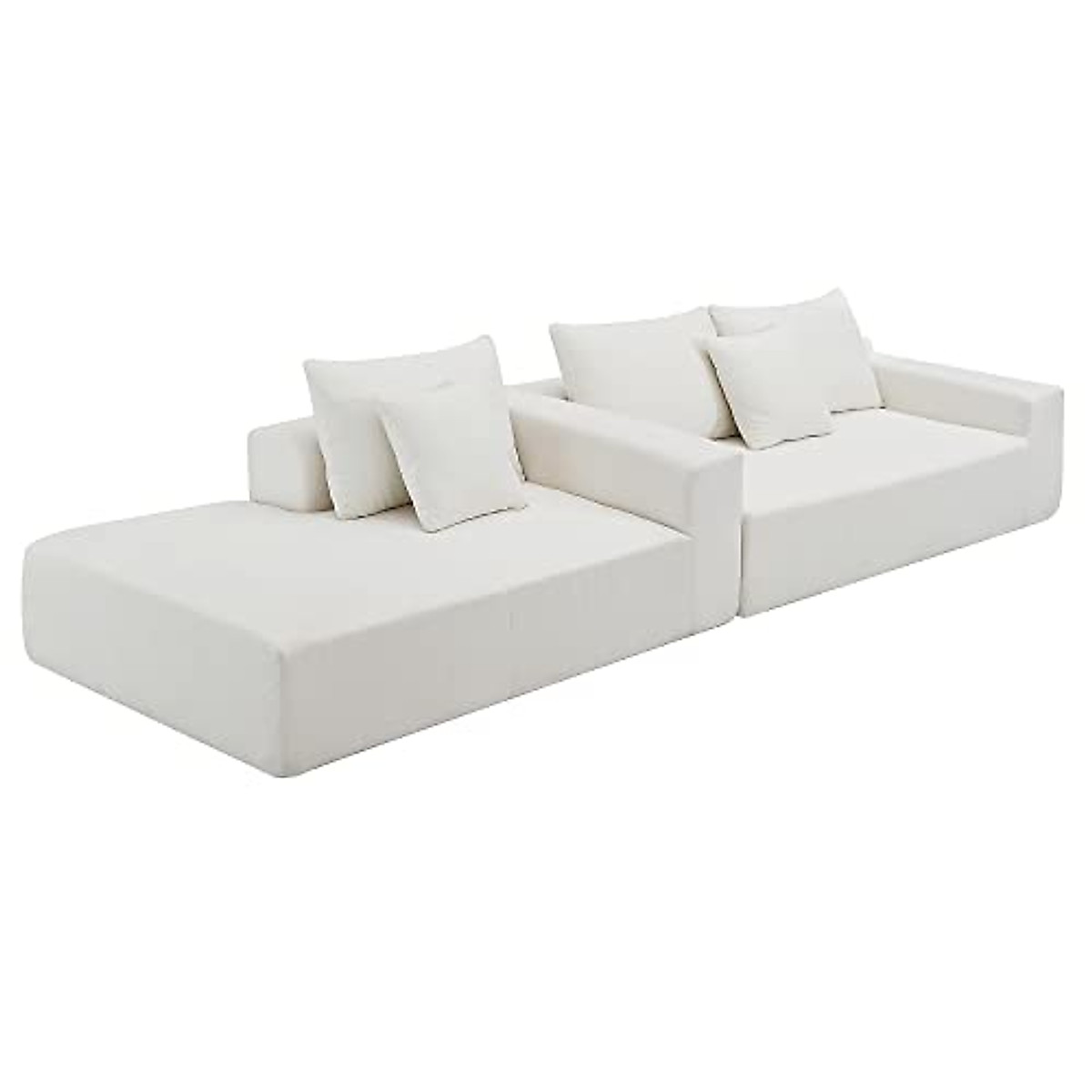 kevinplus 109" Modular Sectional Sofa Couch with Chaise Lounge for Living Room, Modern Contemporary Upholstered L-Shape Sleeper Sofa Couch, Free Combination & Chenille Fabric, White