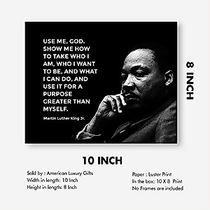 Martin Luther King Jr.-"Use Me God-Show Me How"-Inspirational History Quotes -10 x 8" MLK Silhouette Wall Print-Ready to Frame. Inspirational Home-Office-School-Library Decor. Great Historical Gift!