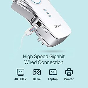 tp-link AC2600 Dual Band Wi-Fi Range Extender w/Gigabit Ethernet Port, Extends WiFi to Smart Home & Alexa Devices, 4x4 MU-MIMO (RE650) (Renewed)