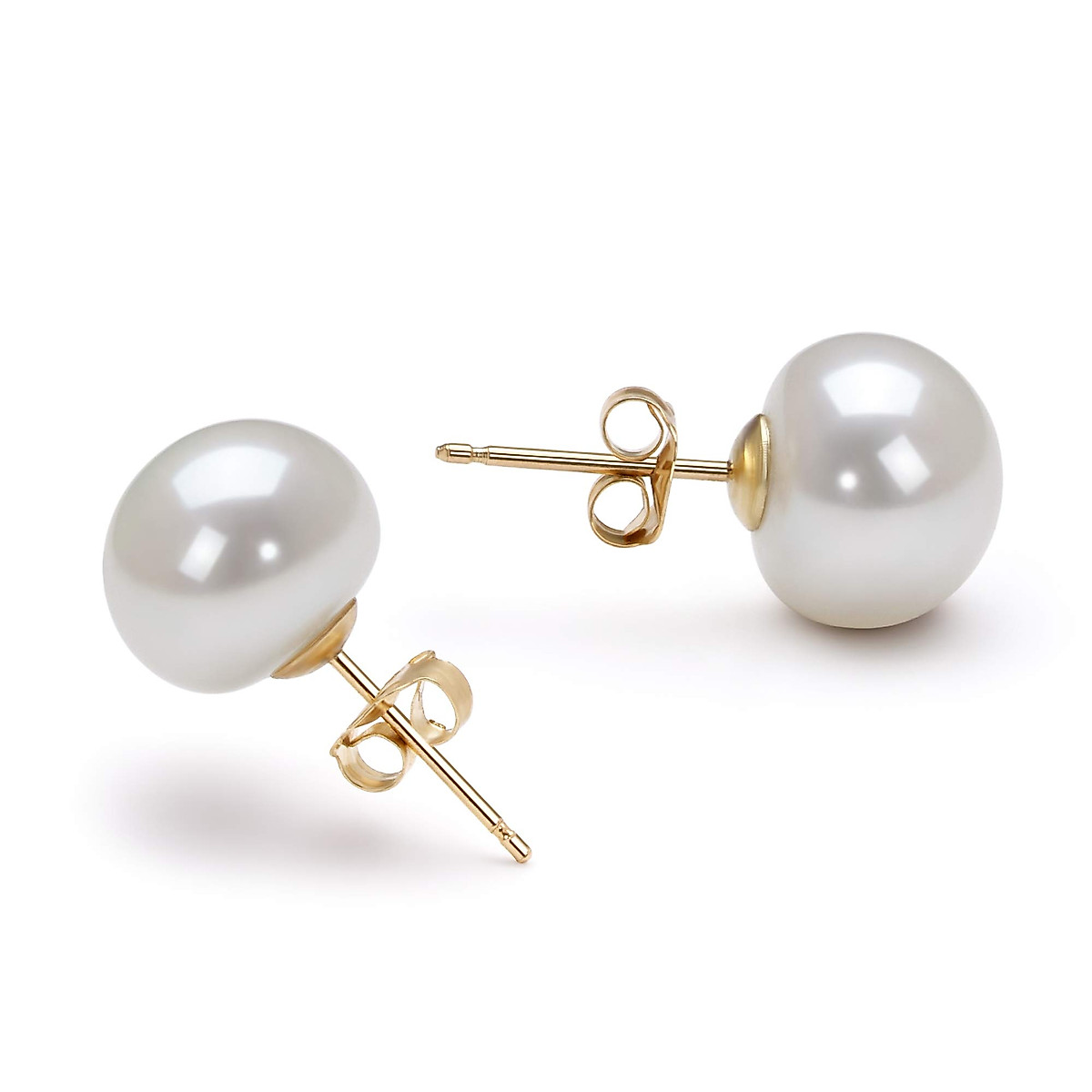 White 10-10.5mm AAA Quality Freshwater Cultured Pearl Earring Pair For Women - 14K White Gold Post