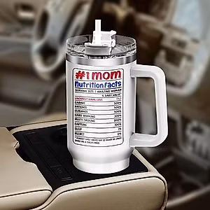 9SUNFLOWER Handle Cups for Mother's Day, Trump Best Mom Gifts, Nutrition Facts Tumbler 40 Oz With Handle, Lid and Straw