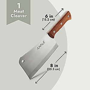 Juvale Stainless Steel Meat Cleaver Knife with Wooden Handle, Heavy Duty Bone Chopper for Butcher, Slicing Vegetables (8 In)