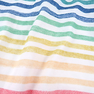 HonestBaby 2-Piece Organic Cotton Printed & Terry Changing Pad Cover Set, Rainbow Stripe, One Size (D2BDR)