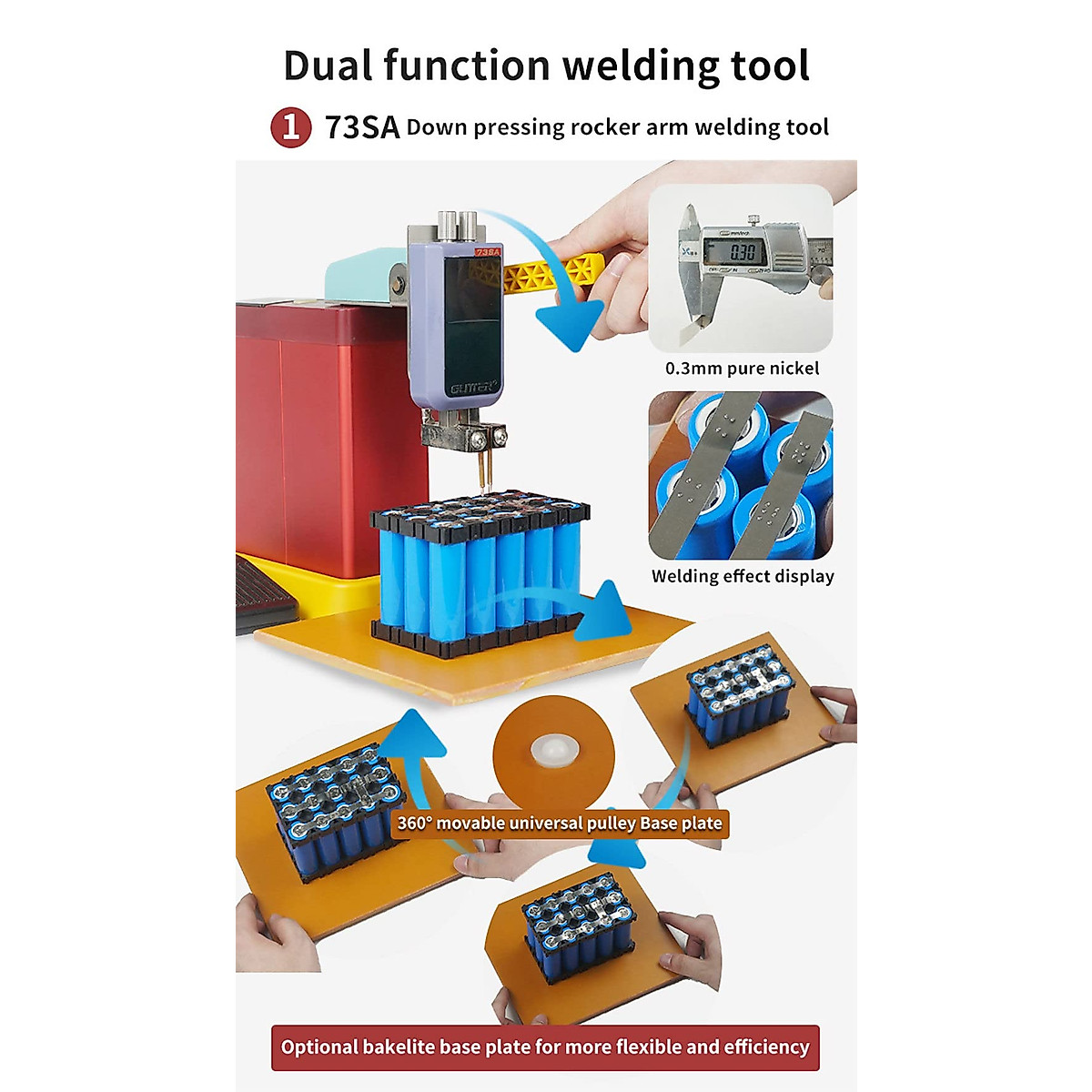 ZWJABYY Industrial Energy Storage Battery Welding Machine,801D Battery Spot Welder,12Kw Pulse Spot Welder,Mini Portable Precision Battery Welding Equipment 110V-220V