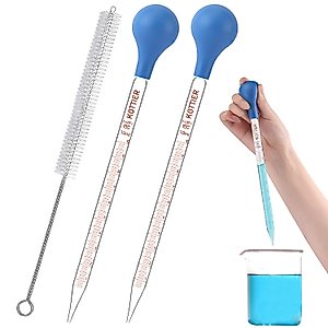 MRXBN 10ml Glass Pipettes Dropper, Lab Graduated Dropper for Liquid Essential Oil, Glass Transfer Pipette with Rubber Bulb and Cleaning Brush (2 pieces)
