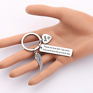 AKTAP Mom Dad Memorial Keychain Gift Those We Love Don't Go Away They Walk