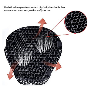 ELCYCO Universal Motorcycle Gel Seat Cushion 3D Honeycomb Shock Absorbing Seat Pad with Motorcycle Seat Cover for Comfortable Long Ride