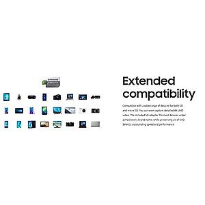 SAMSUNG (MB-ME64GA/AM) 64GB 100MB/s (U3) MicroSDXC EVO Select Memory Card with Full-Size Adapter