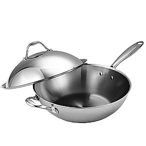 Cooks Standard Wok Multi-Ply Clad Stir Fry Pan, 13" with High Dome lid, Silver