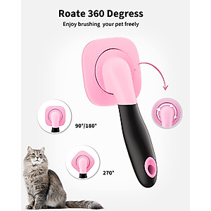 Glendan Dog Brush & Cat Brush- Slicker Pet Grooming Brush- Shedding Grooming Tools(Pink)