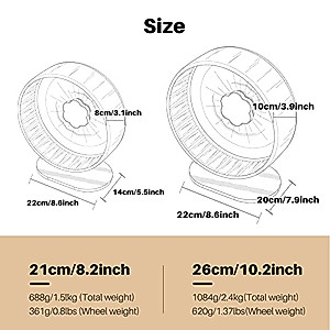 Bucatstate Hamster Exercise Wheel Super-Silent with Adjustable Base Dual-Bearing Cage Accessories Quiet Spinning Running Wheel for Dwarf Syrian Hamster Gerbils and Other Small Animals