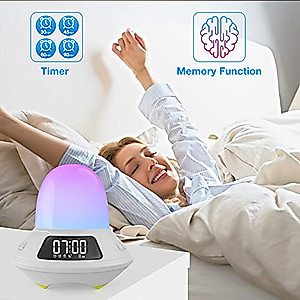 Deerdance White Noise Machine with Alarm Clock, 10 High Fidelity Soothing Sounds with Night Light,Timer and Memory Function, Portable Sleep Sound Machine for Baby Kids Adults