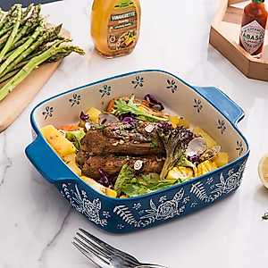 Wisenvoy Baking Dish Ceramic Brownie Pan 9x9 Baking Pan Casserole Dish Lasagna Pan Square Rose Dish Pan Bakeware Sets