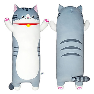 BenBen Long Cat Plush Pillow, 43 inch Cat Stuffed Animal, Cute Body Pillow for Adults, Kids, Soft Cuddle Pillow, Large Huggable Kitten Plushies Gift for Birthday, Christmas