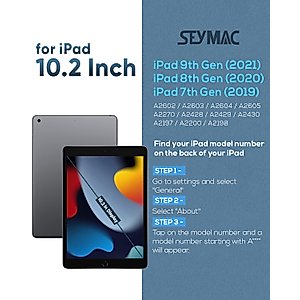 SEYMAC Kids Case for iPad 9th/ 8th/ 7th Generation Case 10.2" 2021/2020/2019, Full-Body Shockproof Heavy Duty Protective Case with Screen Protector, Rotating Stand/Handle/Shoulder Strap, Dark Blue