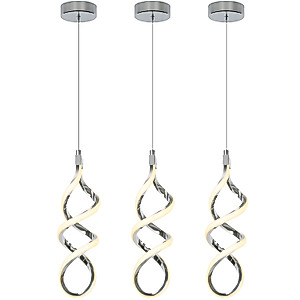 Pendant Light, Integrated LED Kitchen Lighting, 12.5W(40 Watt Equivalent), CRI 90+, with Chromed Finished, ETL Listed, Ceiling Pendant Light Fixture for Kitchen Island Restaurant Kitchen Sink, 3 Pack