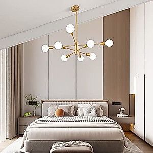 Deyidn Sputnik Chandelier Modern Gold Chandelier Mid Century Ceiling Lighting Fixtures 8 Lights E26 for Living Room, Kitchen Island, Bedroom, Dining Room, and Farmhouse