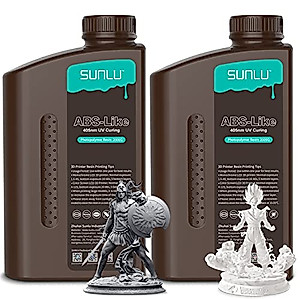 SUNLU 2 KG*2 Bottles ABS-Like 3D Printer Resin, 405nm UV Curing Photopolymer Rapid 3D Resin for 4K 8K LCD/DLP/SLA 3D Printers, Non-Brittle & High Precision & Low Shrinkage, 2000g*2, Dark Grey& White
