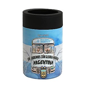 FanasShop Can Cooler - Double Wall Stainless Steel Can holder - Vacuum insulated Standard Cans for all Drinks - Beverage Can Designed for Soccer World cup 2022 (Argentina)