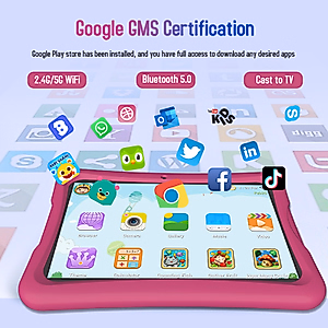 10" Kids Tablet Android 13.0, 4GB RAM+64GB ROM, Learning Tablets for Toddler Children Teen, WiFi-6, 2Ghz CPU, 2.4G/5G, Dual Camera, 10.1'' IPS HD Screen, Family Link, 8000mAh Battery, 2-Year Warranty