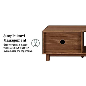 Walker Edison Walton Modern Fluted-Door Low Stand for TVs up to 65 Inches, 58 Inch, Mocha