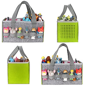 Carrying Case for Toniebox Starter Set & Storage Bag for Tonies Figurine, Waterproof Folding Bag with Handle Felt Cloth Musical Toy for Kids Toniebox & Accessories Green