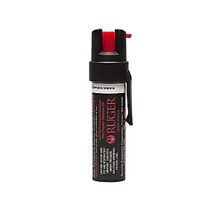 SABRE Ruger Pepper Gel with Clip, 35 Bursts, 12-Foot (4 Meter) Range, Gel Is Safer, Contains UV Marking Dye, Twist Lock Safety, Black , 0.67 Fluid Ounces