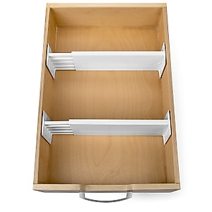 Dial Industries Adjustable Spring Loaded Drawer Dividers, Set of 4, White